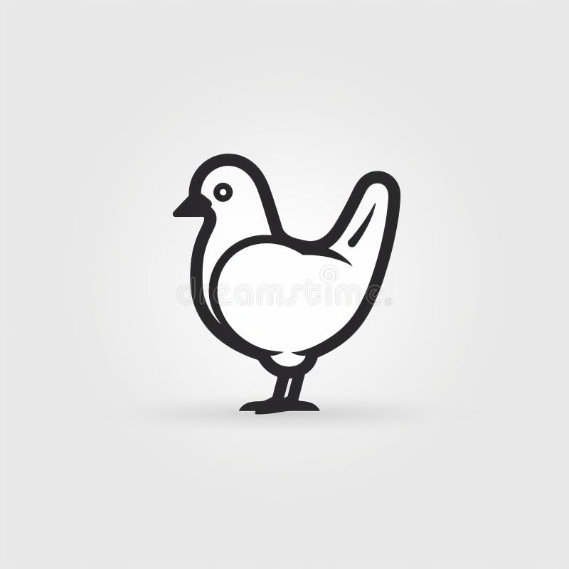 Black Line Chicken Icon Yaka Art Style with Irony and Humor Stock ...