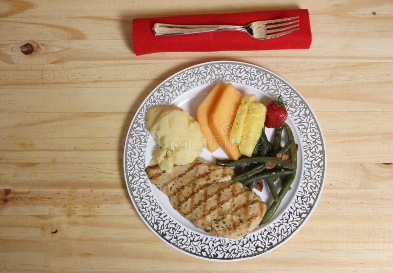 Chicken and Vegetable Dinner with Fruit at Wedding Stock Image - Image ...