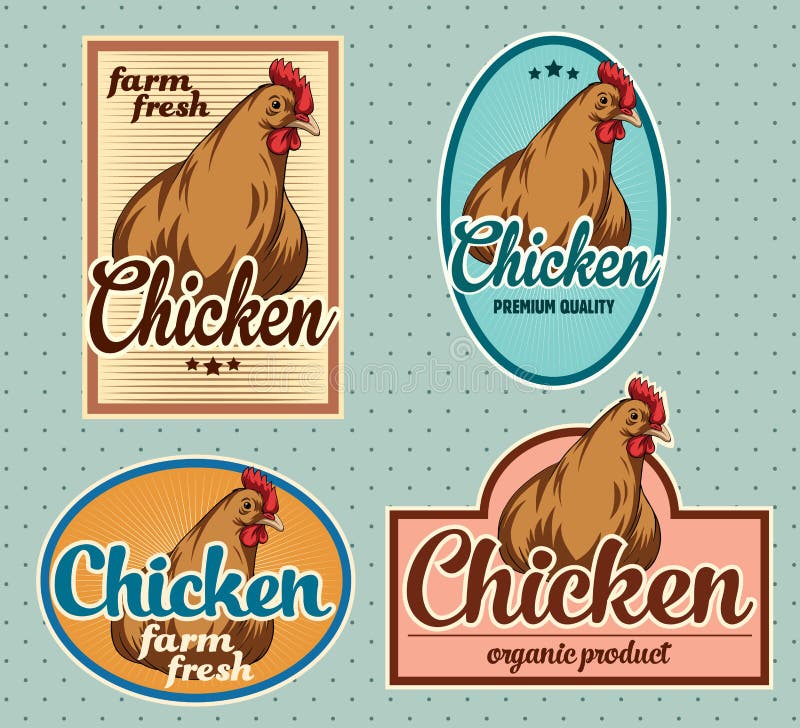 Chicken vintage labels stock vector. Illustration of bird - 43883328