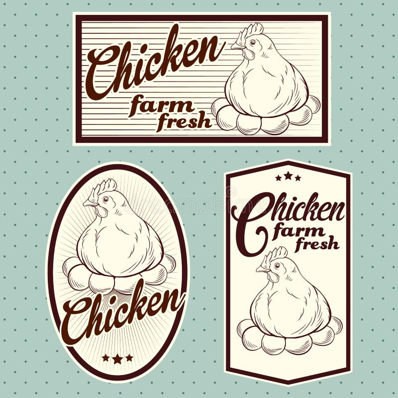 Chicken vintage labels stock vector. Illustration of emblem - 43883333
