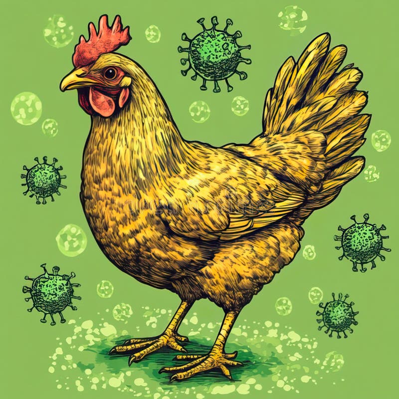 Chicken and Virus. Bird Flu Epidemic Concept Stock Image - Image of ...