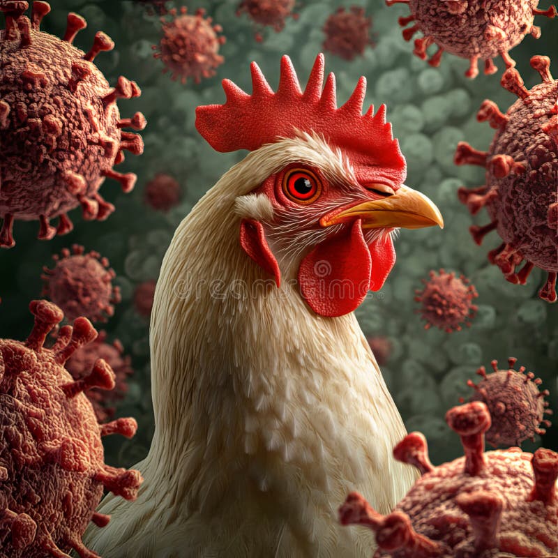 Chicken and Virus. Bird Flu Epidemic Concept Stock Photo - Image of ...