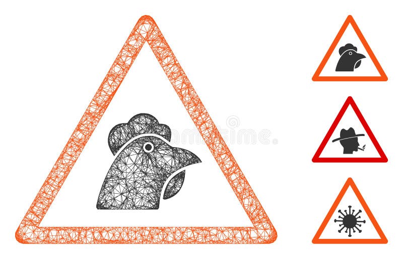 Chicken Warning Red Triangular Caution Road Sign. Stock Illustration ...