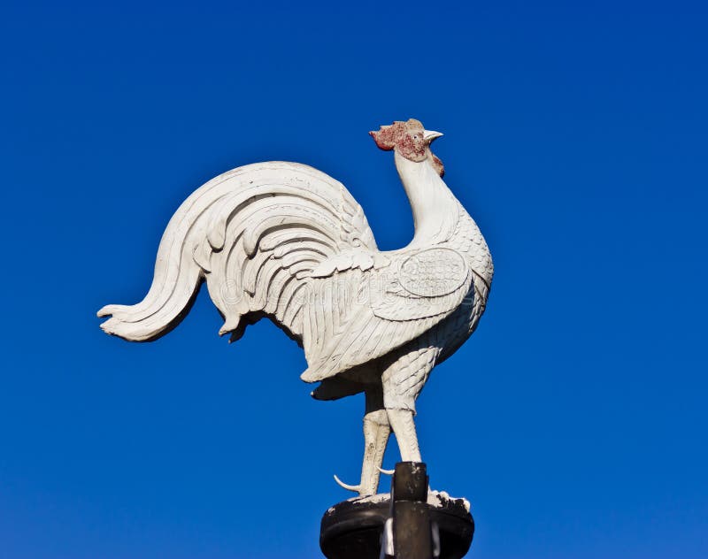 Chicken Statue Stone White on Blue Sky Blackground Stock Image - Image ...