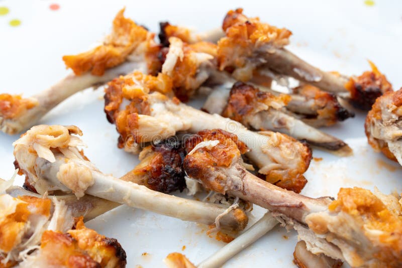 Chicken Wing Bones, Eaten, Waste, Leftovers Stock Image - Image of dish ...