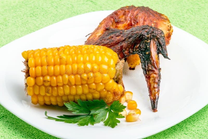 Chicken wing with corn stock image. Image of food, fried - 32849251
