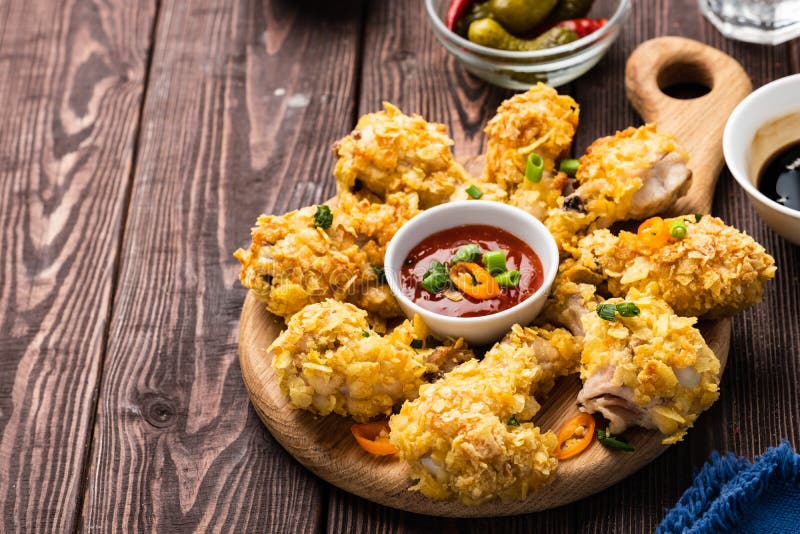 Chicken Wings in Breading. Deep Fried Chicken Wing Stock Photo - Image ...