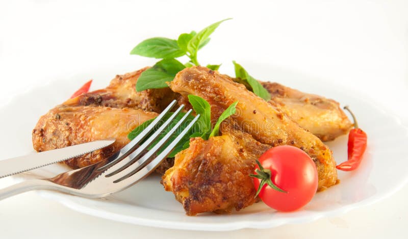 Chicken Wings a Grill with Basil Stock Image - Image of parsley, dish ...