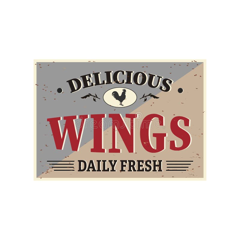 Chicken Wings Menu Logo Emblem Vintage Tag on a White Background Stock ...