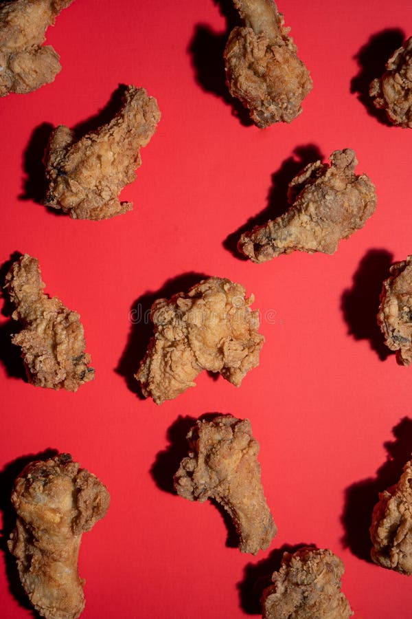 Chicken Wings in Pattern with Red Background Stock Image - Image of ...