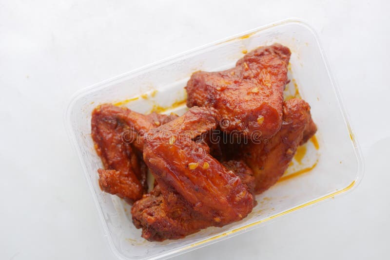 Chicken Wings in a Plastic Take Away Container Stock Photo - Image of ...