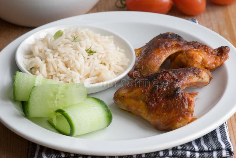 Chicken wings with rice stock image. Image of cucumber - 14214101