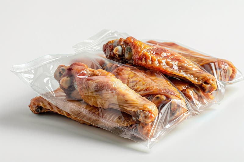 Chicken Wings in Vacuum Packaging on a White Table Stock Illustration ...