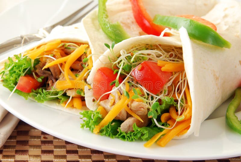 Chicken wrap stock image. Image of restaurant, tortilla - 17359773