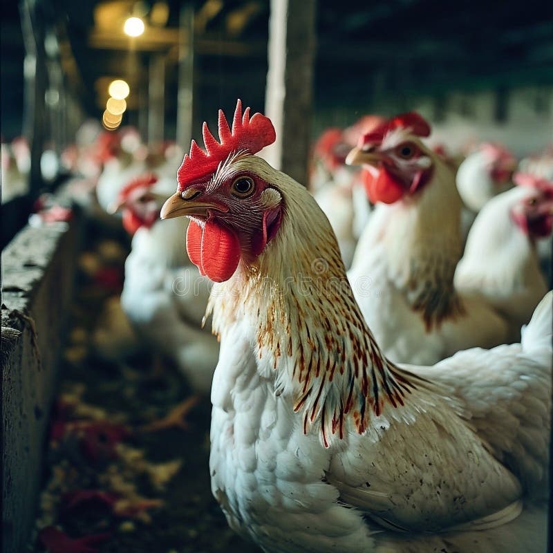 Chickens in a Chicken Coop on a Farm. Stock Illustration - Illustration ...
