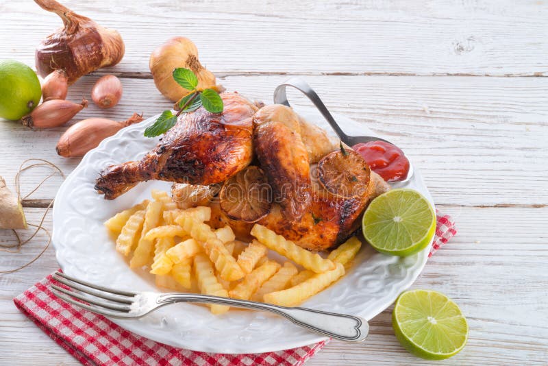 Chickens with chips stock image. Image of inside, delicious - 35018971