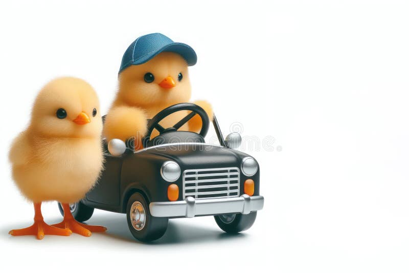 Chickens Driving a Car. Space for Text. Stock Illustration ...