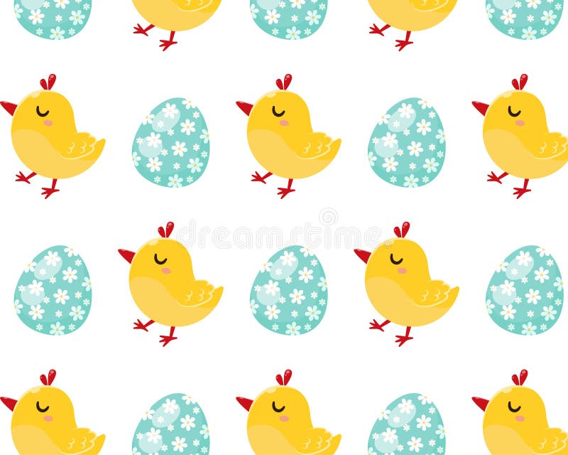 Chickens and Easter Eggs. Vector Pattern in Cartoon Style Stock Vector - Illustration of eggs ...