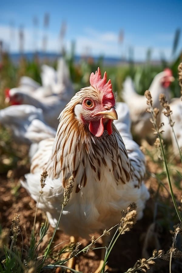 Chickens in a Farm Field Created with Generative AI Technology Stock ...