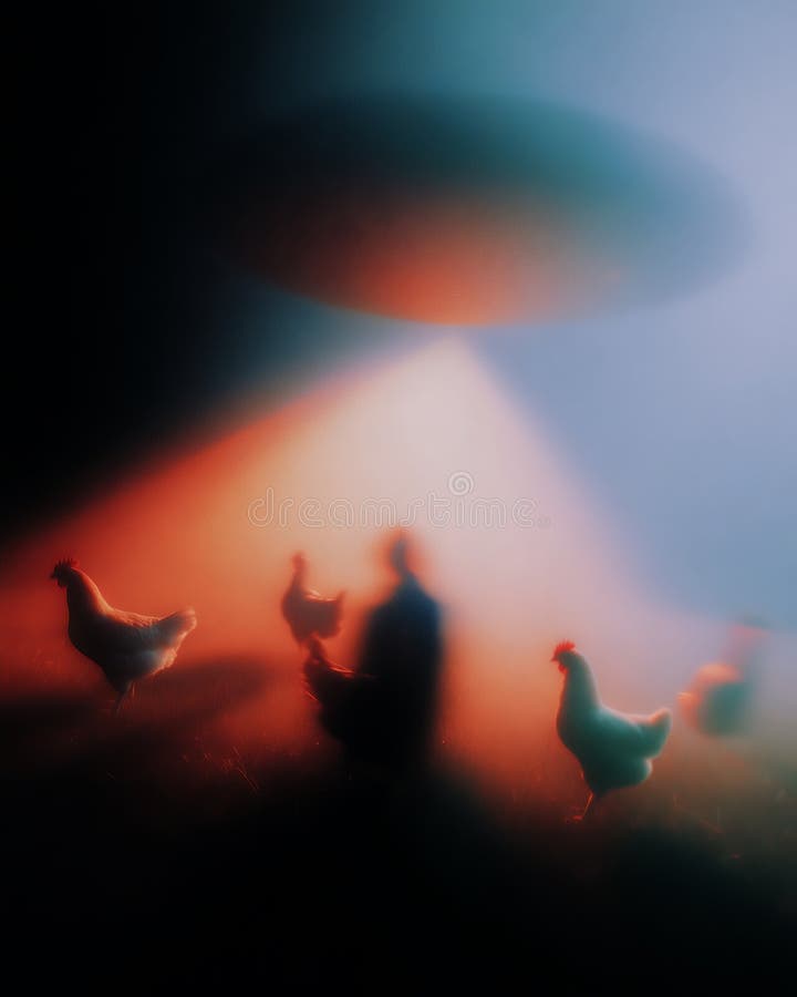 Chickens are Illuminated by a Dramatic, Colorful Light Source ...