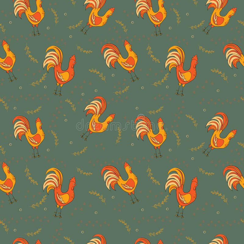 Chickens seamless pattern stock vector. Illustration of elements - 47403758