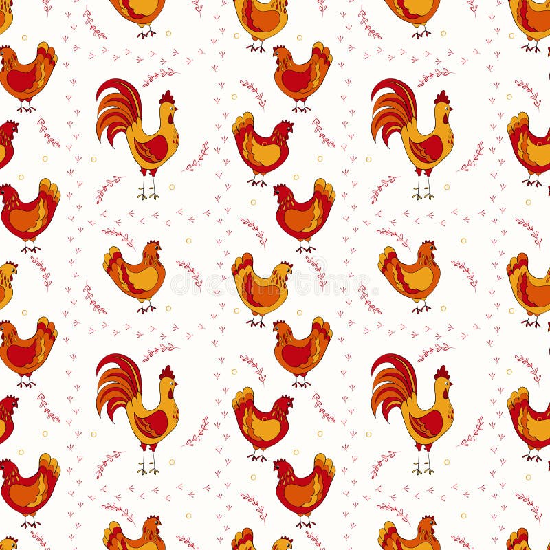 Fun Chickens Seamless Pattern Background Stock Vector - Illustration of ...