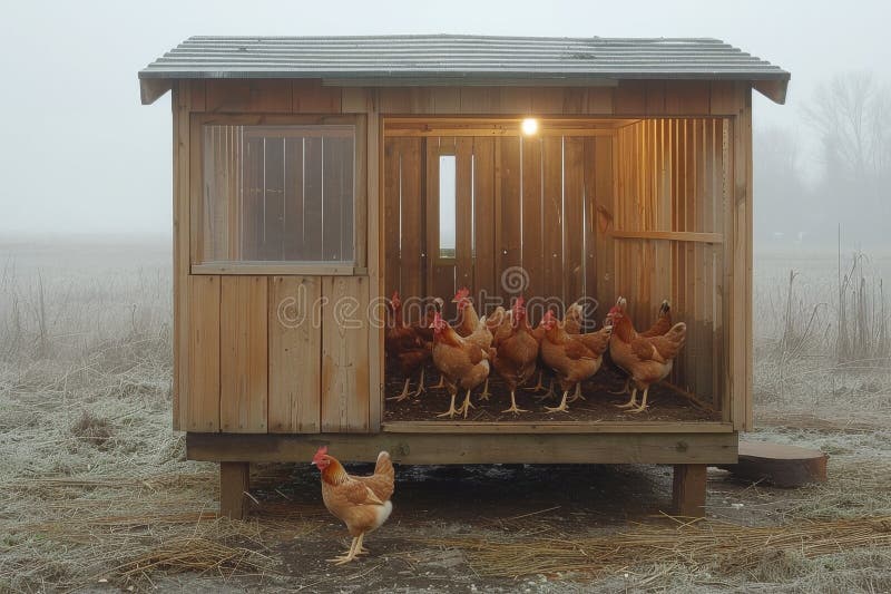 Chickens Standing Inside Chicken Coop Stock Photo - Image of henhouse ...