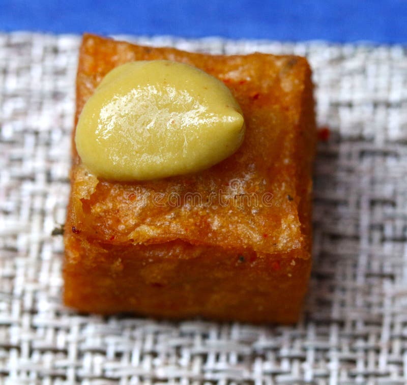 Chickpea Appetizer with a Mustard Drop on Crystal Glass Dish Stock ...