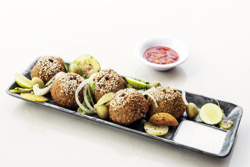 Chickpea Falafel Middle Eastern Food Snack Platter Starter Set Stock ...
