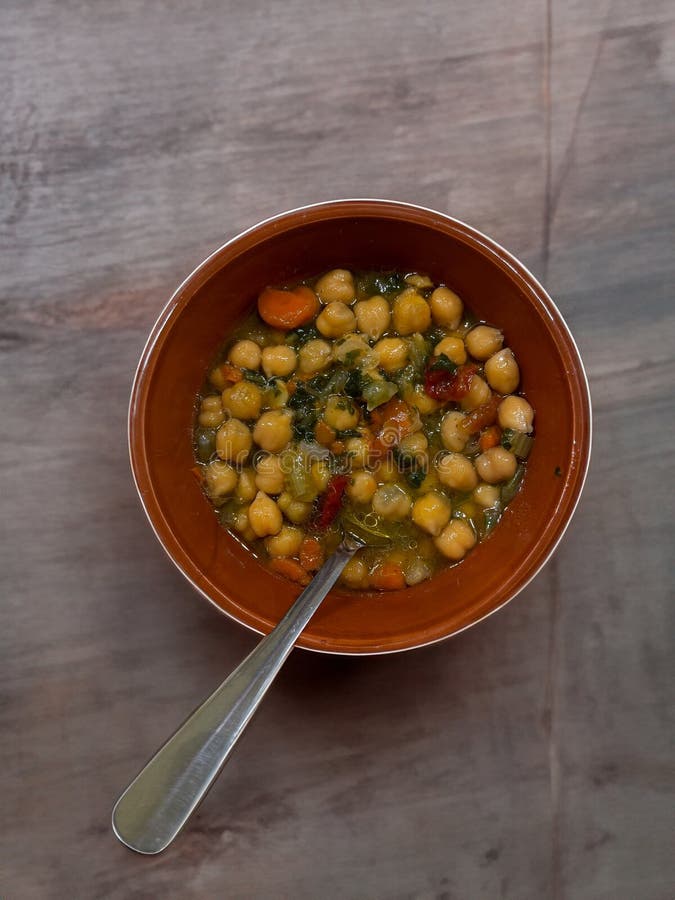 Chickpea Soup, Cherry Tomatoes and Rocket Stock Image - Image of ...