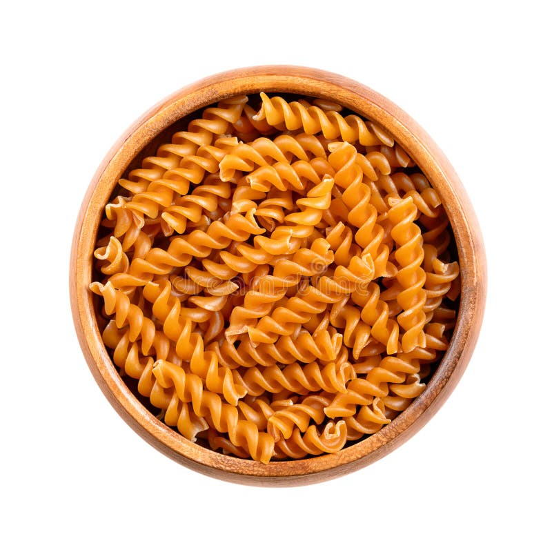 Chickpea Spiral Pasta, Gluten Free Noodles in a Wooden Bowl Stock Photo ...