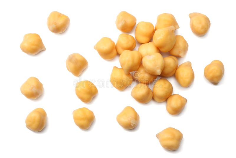 Chickpeas Isolated on White Background. Top View Stock Photo - Image of ...