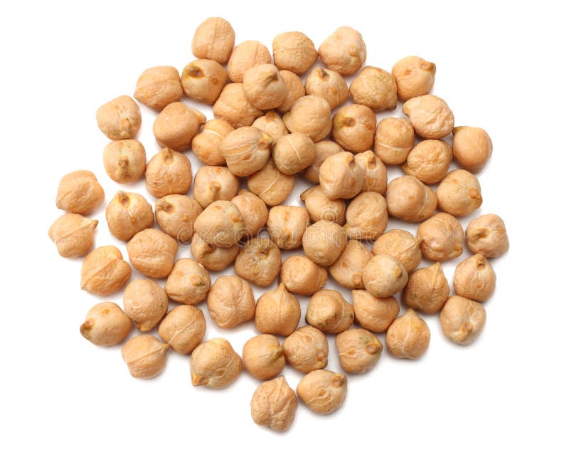 Chickpeas Isolated on White Background. Top View Stock Photo - Image of ...