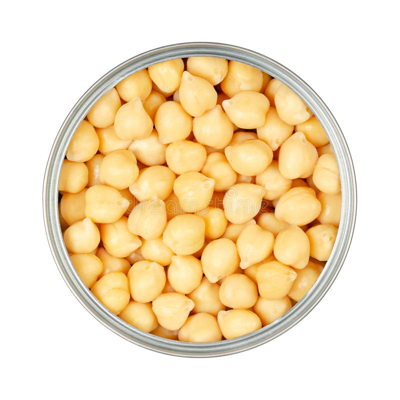 Chickpeas, Canned Chick Peas, in an Open Can, Isolated from Above Stock ...