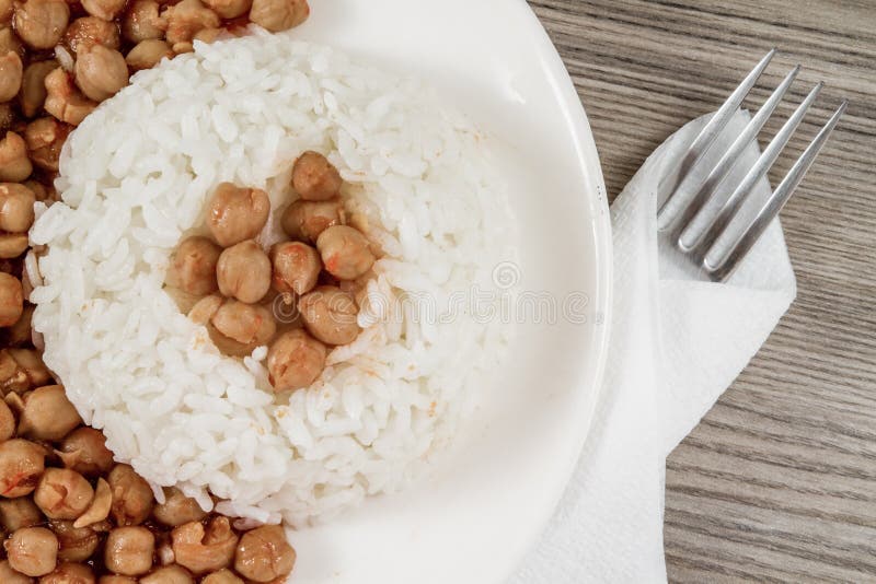 Chickpeas Served with Rice stock photo. Image of health - 37814406