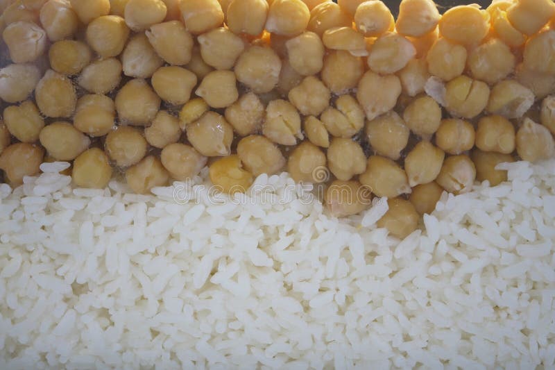 Chickpeas and Rice Arranged in Layered Presentation Stock Image - Image ...