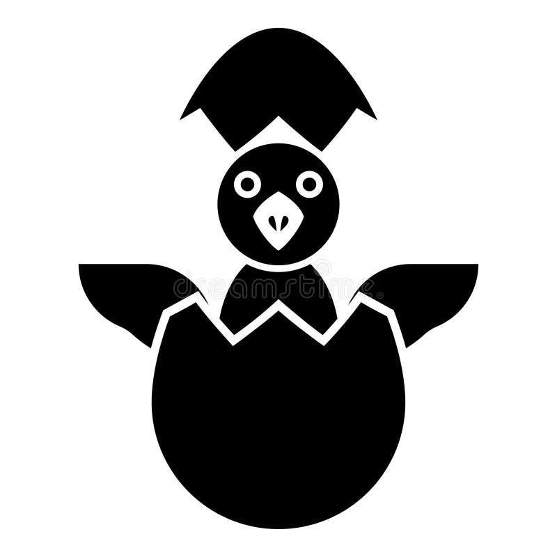 Chicks Hatch from the Egg Baby Bird Cracked Eggshell Icon Black Color ...