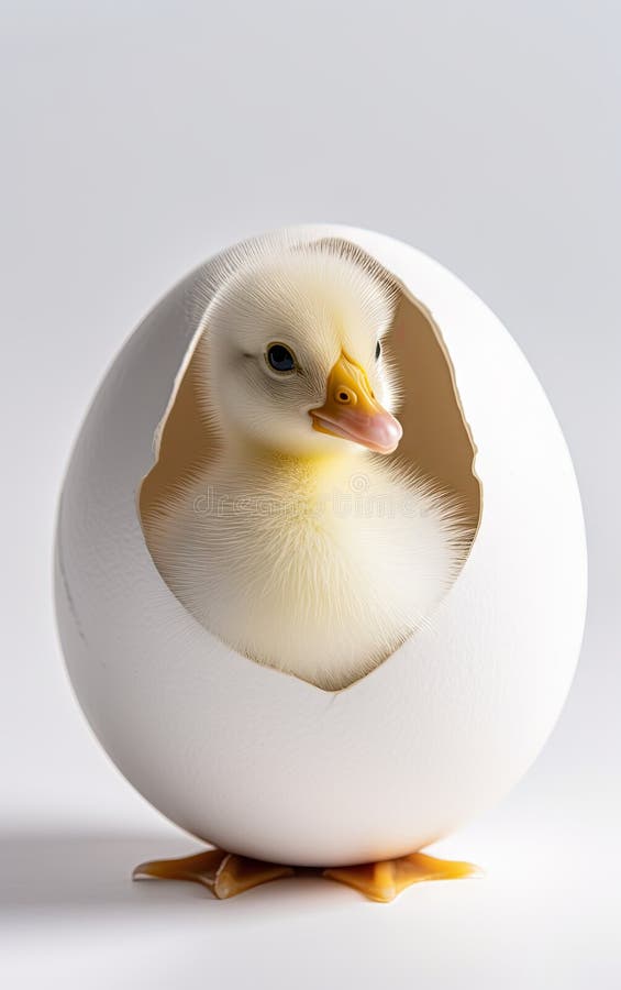 Chicks Hatch from Eggs the Larvae are Small on White Background Stock ...