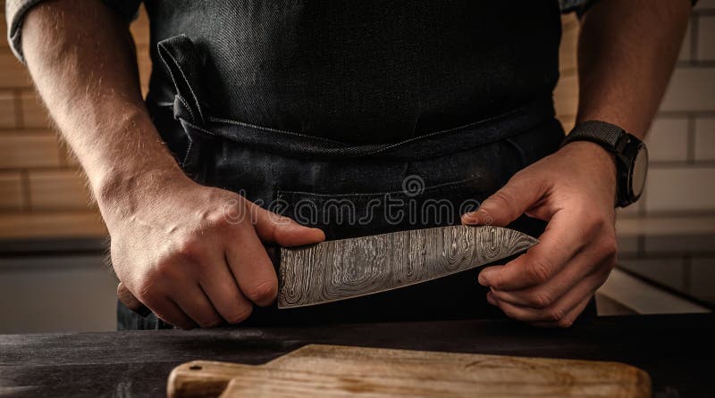 Chief with a big knife stock photo. Image of precision - 296460396