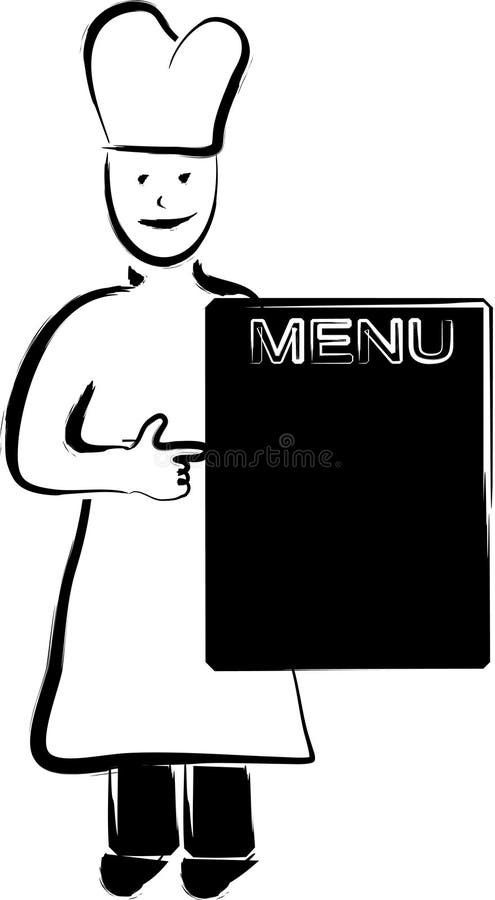 Chief cook and menu panel stock vector. Illustration of dinner - 15230079