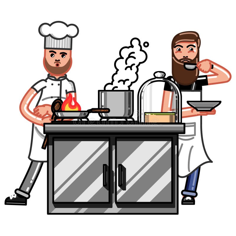 Chief Hat, Cooking Pan Icons. Fork and Knife. Stock Vector ...