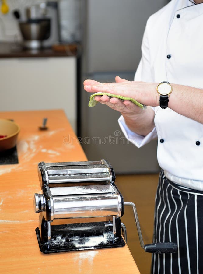 Chief Creation of Spaghetti with Special Machine Stock Image - Image of ...