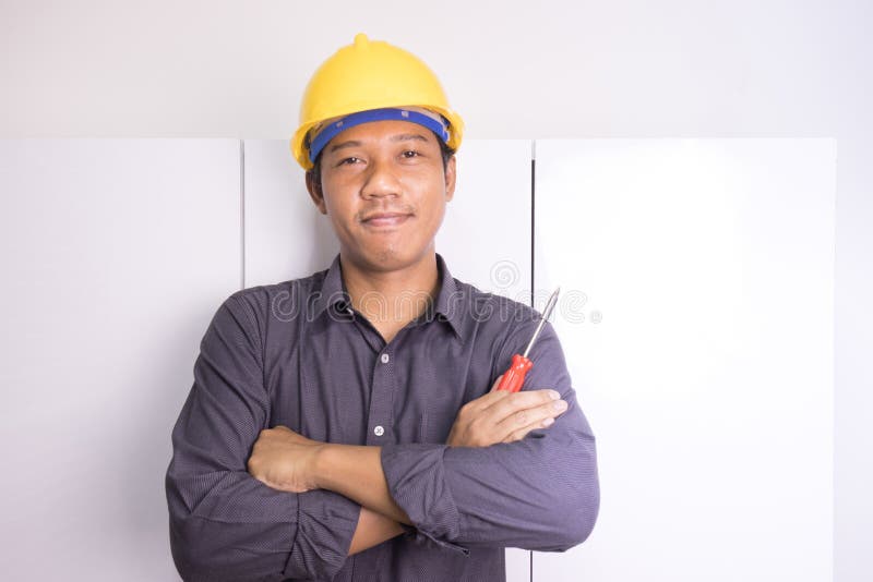 The Chief Engineer is Checking the Integrity of the Cabinet Door Repair ...