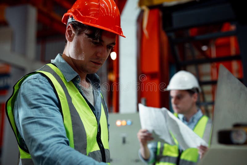 Chief Engineer is Looking at a Work that he is Checking Security System ...