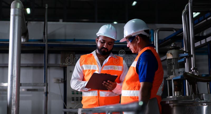 Chief Engineer of a Mechanical Plant Inspecting and Explaining the ...
