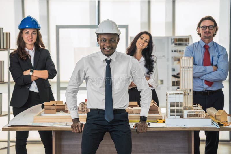 Chief Engineer Posing with Architect Team in Architecture Service ...