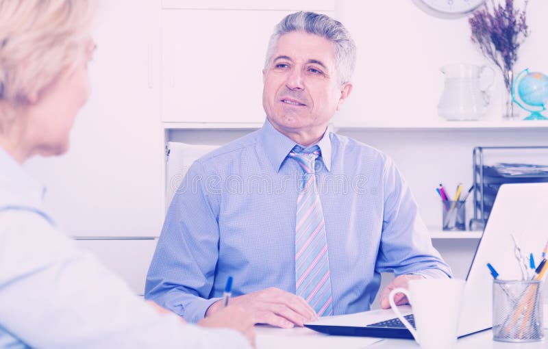 Chief Gives Task To Assistant Stock Image - Image of male, notebook ...