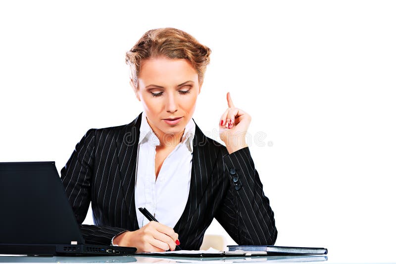 Strict manager stock image. Image of people, laptop, beautiful - 28591091