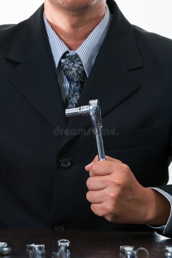 Chief Mechanical Engineer Holding Many Tools and Measurement Equipment ...