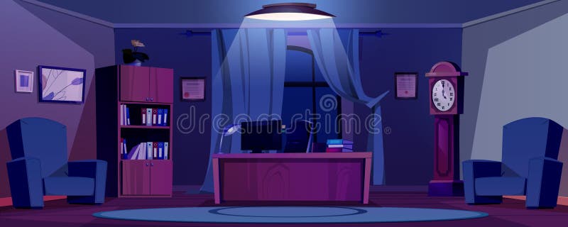 Chief Office Interior in Evening Stock Illustration - Illustration of ...